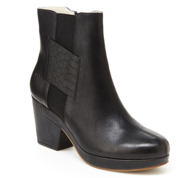 JBU | Shoes | Nib Jbu Jambu Black Block Heel Vegan Leather Biker ...